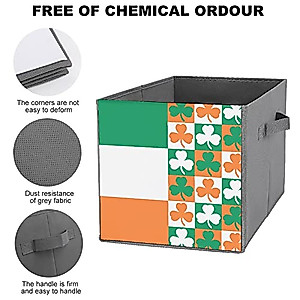 Ireland Flag Shamrock Clover Collapsible Storage Bins Basics Folding Fabric Storage Cubes Organizer Boxes with Handles