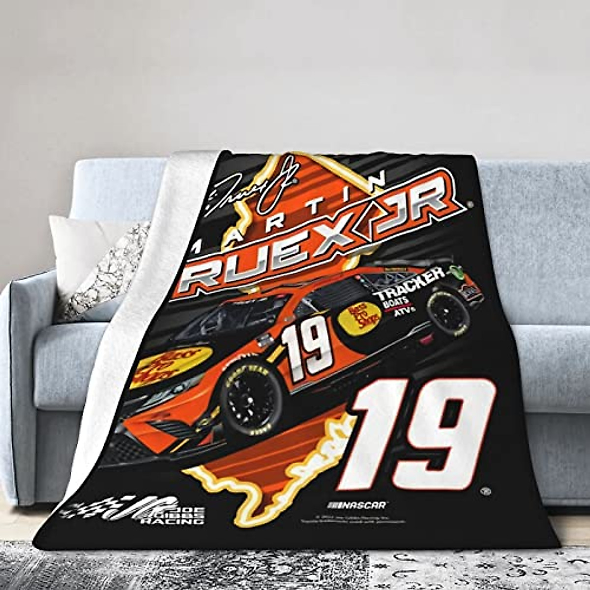 Martin Truex Jr 19 All Season Fleece Blanket Throw Ultra Soft Flannel Blanket Digital Printed Premium Fluffy Microfiber Fleece