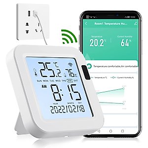 WiFi Room Thermometer Hygrometer Sensor, Temperature Humidity Monitor with Smart Alert 2 Years Free Data Storage Large Back-Light Screen, Compatible with Alexa/Google for Baby Home Garage Greenhouse