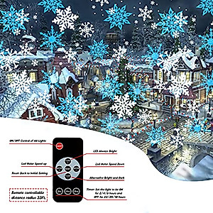 Christmas Snowflake Projector Lights Outdoor Indoor Snow Storm Waterproof LED Snowfall Projection Lamp for Christmas Theme Party Holiday Halloween Home Birthday Party Holiday Garden Decoration