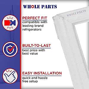 Whole Parts Refrigerator French Door Gasket (White) Part# 241778301 - Replacement & Compatible with Some Crosley, Electrolux and Kenmore Refrigerators