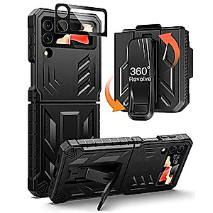 for Samsung Galaxy Z-Flip4 5G Case: Military Grade Protection Shockproof Cell Phone Case with Kickstand & Holster | Protective Drop Proof Rugged Cover for Galaxy Z Flip 4