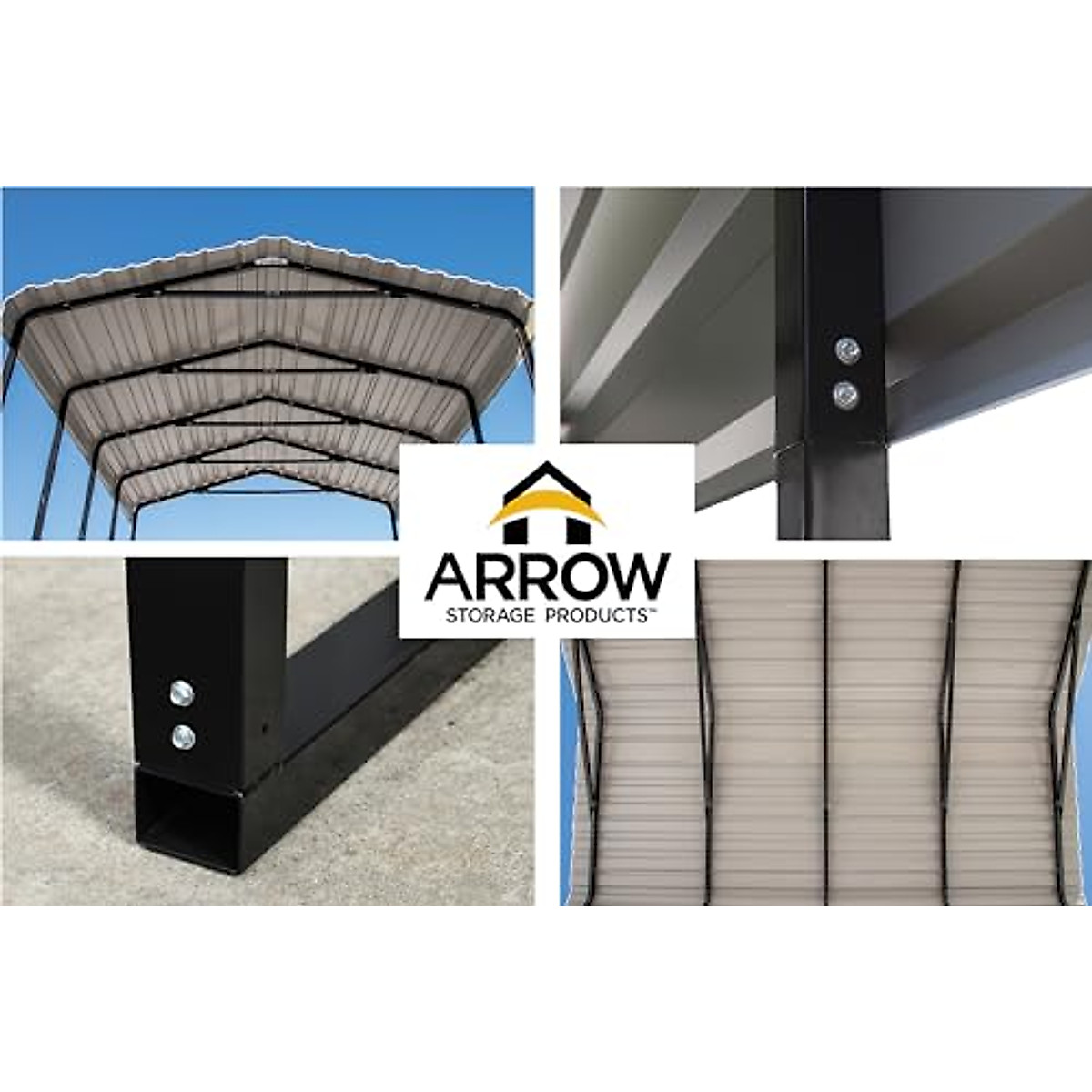 Arrow Carports Galvanized Steel Carport, RV Metal Carport Kit, 14' x 42' x 14', Eggshell