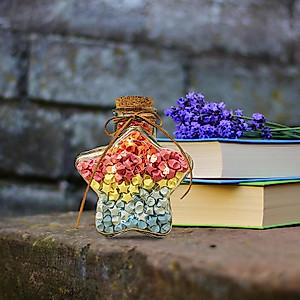 Luxshiny Glass Cork Bottle 4 Pcs Small Glass Jars with Cork Lids Heart and Star Shaped Candy Jars Cookie Jars Clear Storage Container Jars Wishing Bottles Drift Bottles Glass Lucky Bottle