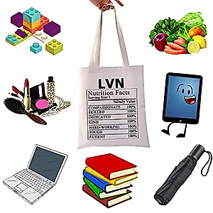 WCGXKO LVN Gift Licensed Vocational Nurse Gift LVN Nutrition Facts Nurse Tote Bag Medical School Graduation Gift (LVN tote)