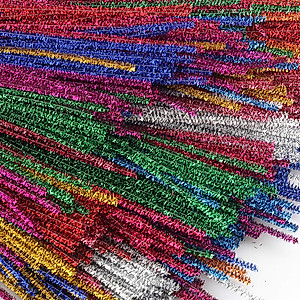 Value Pack 700 Pieces Glitter Assorted Colors Chenille Stems Tomorotec Pipe Cleaners 0.24 x 12 Inch for DIY Art Supplies Hand Craft for Kids, Class and etc.