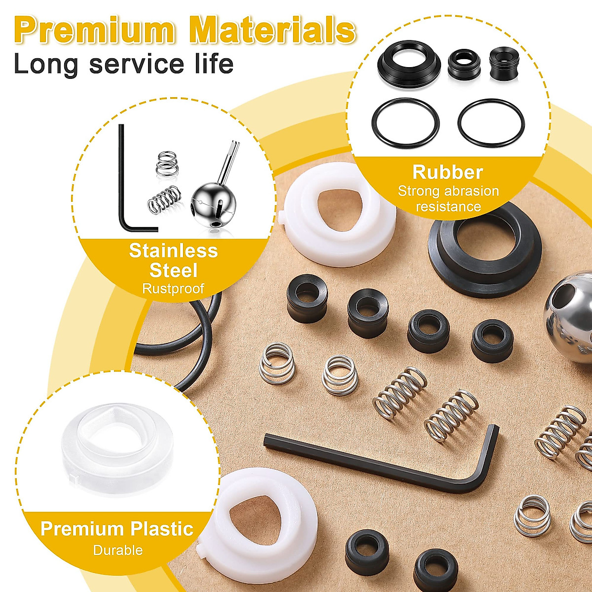 Enhon Kitchen Faucet Cartridge Repair Kit, Compatible with Delta/peerless Faucet 86970 Single Handle #70 Ball Valves and Lever Handles, Fix Dripping Faucets, Stainless Steel (2 Packs)