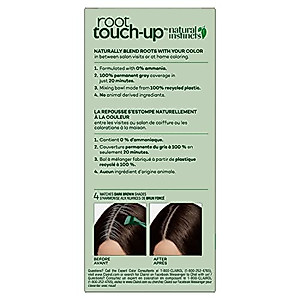 Clairol Root Touch-Up by Natural Instincts Permanent Hair Dye, 4 Dark Brown Hair Color, Pack of 1
