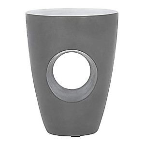 Safavieh Outdoor Collection Aishi Modern Concrete Dark Grey Round 17.7-inch Accent Table