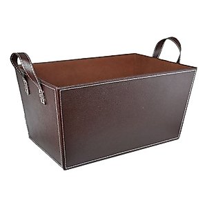 The Lucky Clover Trading Faux Leather Storage Basket, Brown
