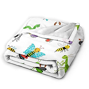 Insects Blanket Air Conditioning Cute Blanket Soft, Animals Throw Blanket Flannel Funny Blanket(50"x40")