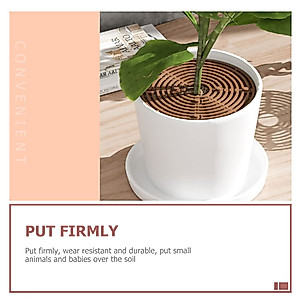 Yardwe Plant Cover 2pcs Plant Pot Grid Flower Pot Cover Plant Pot Soil Covers Protectors Drainage Screens with Stake for and Pets Flower Plant Bonsai Soil Loss Plant Pots