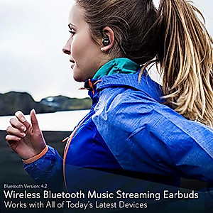 Pyle in Ear Wireless Bluetooth Headphones - Waterproof Black Cordless Sports Earbuds Headset Earphones, Ear Buds Wireless Headphones w/Microphone for Audio Video Running Gym Workout Gaming PSWPHP43