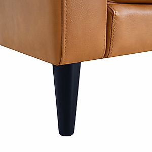 Naomi Home Genuine Leather Sofa - Revel in Exquisite Leather Opulence - Unparalleled Luxury Mid-Century Leather Sofa - Embodiment of Cozy Lounging and Contemporary Design Tan