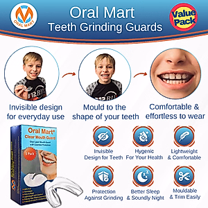 Mouth Guard for Grinding Teeth at Night for Kids - Pack of 5 Clear Kids Mouth Guards for Grinding Teeth - Anti Grinding Teeth Protector for Sleep - Night Guard for Clenching Teeth (5 Pack, Youth Size)