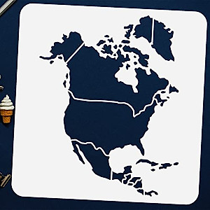 FINGERINSPIRE North America Map Stencil 11.8x11.8 inch Hollow Out United States Canada Mexico Map Drawing Stencil Reusable North America Travel Place Map Craft Stencil for Photo Album, Wall, Paper