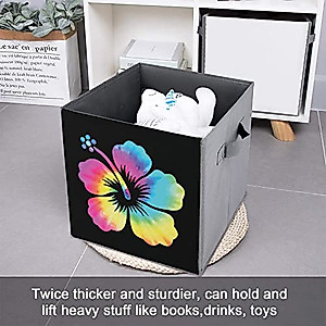 Tie Dye Hibiscus Large Cubes Storage Bins Collapsible Canvas Storage Box Closet Organizers for Shelves