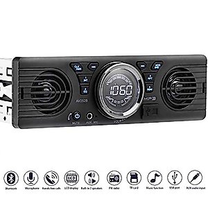 PolarLander Universal 1 Din 12V in-Dash Car Radio Audio Player Built-in 2 Speaker Stereo FM Support Bluetooth with USB/TF Card Port