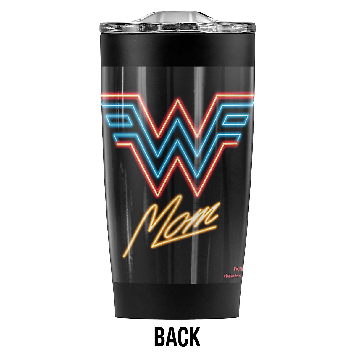 Wonder Woman 1984 Wonder Mom Neon Stainless Steel Tumbler 20 oz Coffee Travel Mug/Cup, Vacuum Insulated & Double Wall with Leakproof Sliding Lid