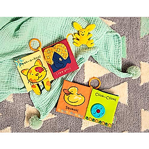 B. toys- B. baby- Touch & Feel- 2 Soft Fabric Books- Developmental Soft Interactive Books with Sounds & Bright Illustrations- 2 pcs- 6 Months +