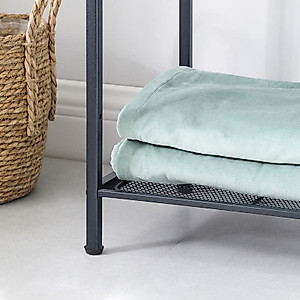 SONGMICS 5-Tier Storage Rack, Bathroom Shelf, Extendable Plant Stand with Adjustable Shelf, for Bathroom, Living Room, Balcony, Kitchen, Black UBSC35BK