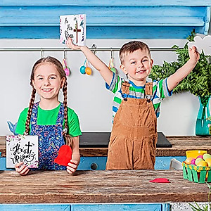 3 Pieces Easter Christian Table Decorations Signs He Is Risen Decor Wooden Inspirational Tiered Tray Block Signs Easter Spring Table Centerpieces He Lives Tabletop Decor for Holidays Home