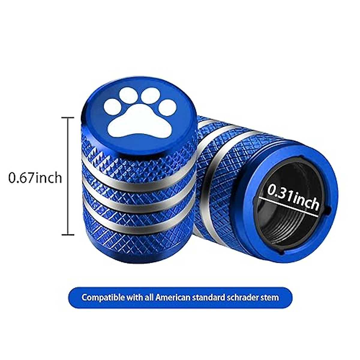 Hawyet 5 PCS Tire Valve Stem Caps, Dog Paw Tire Covers, Aluminum Alloy Car Anti-dust Caps, Universal for Most Cars (Blue)