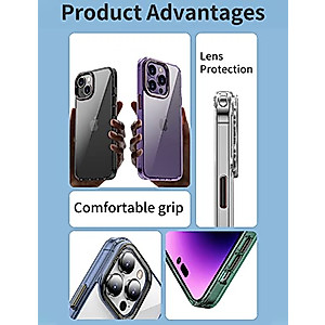 Kakalux iPhone 14Pro Compatible Clear case with Metal Lens Protection, Two-Tone Individual Metal Buttons and Cushioned airbag Drop Protection for iPhone 14Pro -（Green）.