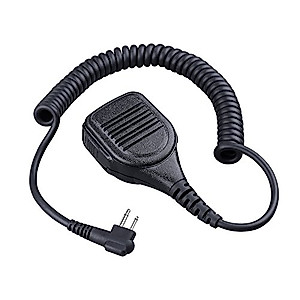 COMMIXC Shoulder Mic, Waterproof IP55 Handheld Speaker Mic with External 3.5mm Earpiece Jack, Compatible with 2.5mm/3.5mm 2-Pin Motorola Two-Way Radios