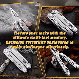 TLONER, ARES Series 15-P Pocket Size Multitool with Premium Stainless Steel Pliers, Short Dagger, Black Luxury Gift Box