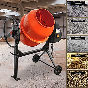 Oarlike 4.2 Cu Ft Electric Concrete Mixer Portable Cement Mixing Machine for Stucco, Mortar Seeds with Wheel and Stand