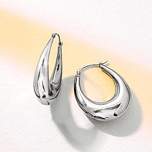 Ross-Simons Sterling Silver Graduated Hoop Earrings