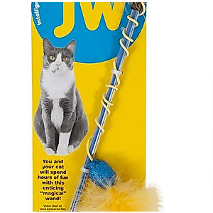 JW Petmate Cataction Feather Wand Toy, Multicolor