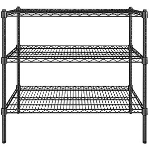 PRO&Family 18" x 36" NSF Black Epoxy 3-Shelf Kit with 34" Posts