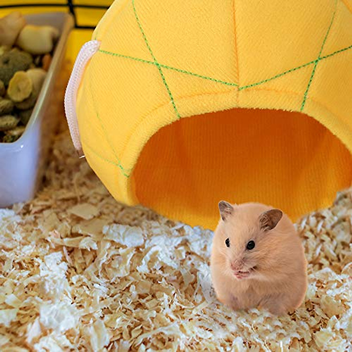 Jetec 2 Pieces Hamster Hammock Soft Bed Small Pet House Animals Hamster Hanging House Cage Nest for Guinea Pig Rat Chinchilla Sleep and Play (Banana and Pineapple)