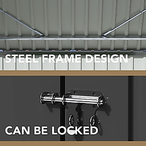 Devoko Outdoor Storage Shed 5.8 x 3.3 FT Metal Trash Shed Waterproof Outside Storage with Lid Chain Hydraulic Gas Rod for Trash Can Weeding Tools