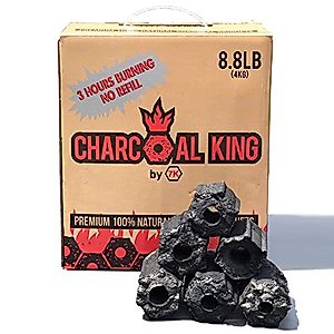 Charcoal King by 7K Charcoal Briquette - All Natural - Additive Free - Biodegradable - Highest Firing Temperature - Extra Long Burning Time - 8.8 lbs