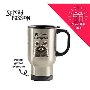 SpreadPassion Raccoon Whisperer Travel Mug - Funny Tea Hot Cocoa Coffee Insulated Tumbler Cup - Novelty Birthday Christmas Gag Gifts Idea
