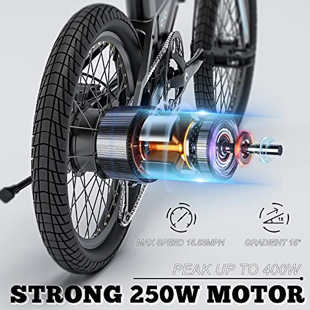 KORNORGE Electric Bike A9, 20" Ultra Light Foldable Electric Bike, Lightweight Frame, LED Headlight Sports Style Electric Bike for Adults and Teens,Black