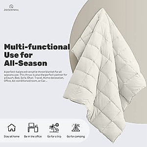 Peace nest Down Throw Blankets for Couch 50x70” Down Blanket for Indoor and Outdoor use Small Soft Lightweight Throw Blanket White