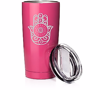 Smooth Body Tumbler Stainless Steel Vacuum Insulated Travel Mug Cup Gift Evil Eye (Hot Pink, 20 oz)