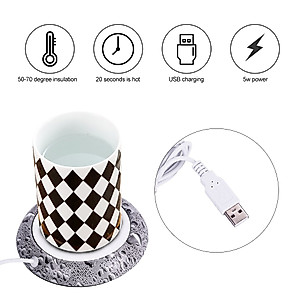 USB Port Beverage Warmer, USB Coaster Warmer USB Wood Grain Cup Warmer Heat Beverage Mug Mat Office Tea Coffee Heater Pad(Water Bead Pattern)