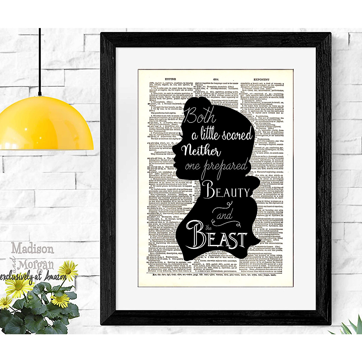 Beauty and the Beast - Cogsworth Decor - 4 piece set - Belle Quote - Dictionary Art Print Quotes and Sayings Print - UNFRAMED 8 X 10 inches