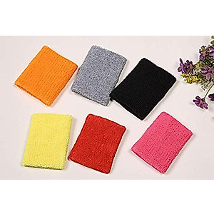 WOIWO 12 PCS Color Cotton Sweat Absorbent Sports Towel Wristband Basketball Badminton Fitness Cycling Knitted Wristband Cotton Wristband