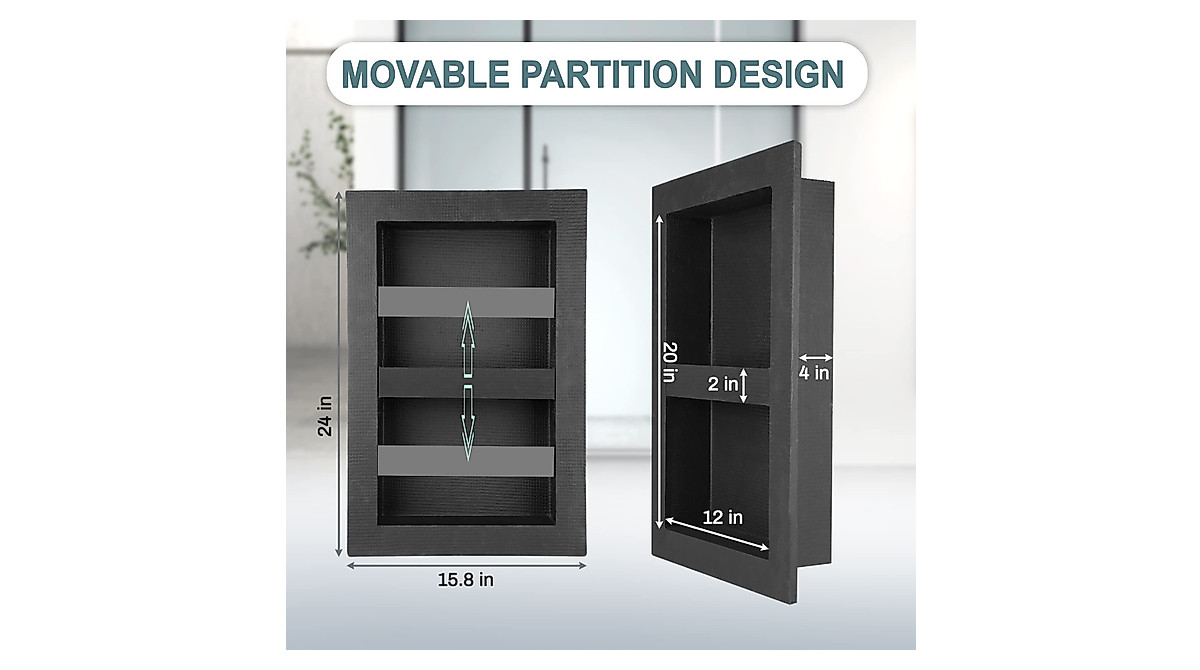 Shower Niche,12"x20"Tile Rectangle Shower Niche, Movable Partitions The ...