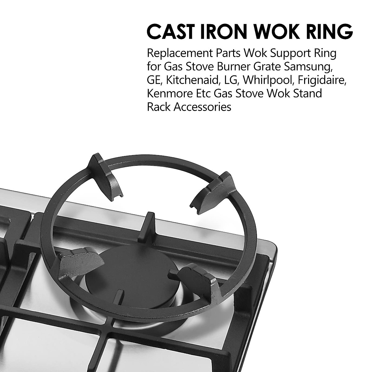 HRepair Cast Iron Wok Support Ring 9Inch Universal Non Slip Wok Rack Stand Fits Kitchen Samsung Ge Frigidaire Whirlpool Kitchenaid Lg Kenmore Gas Stove
