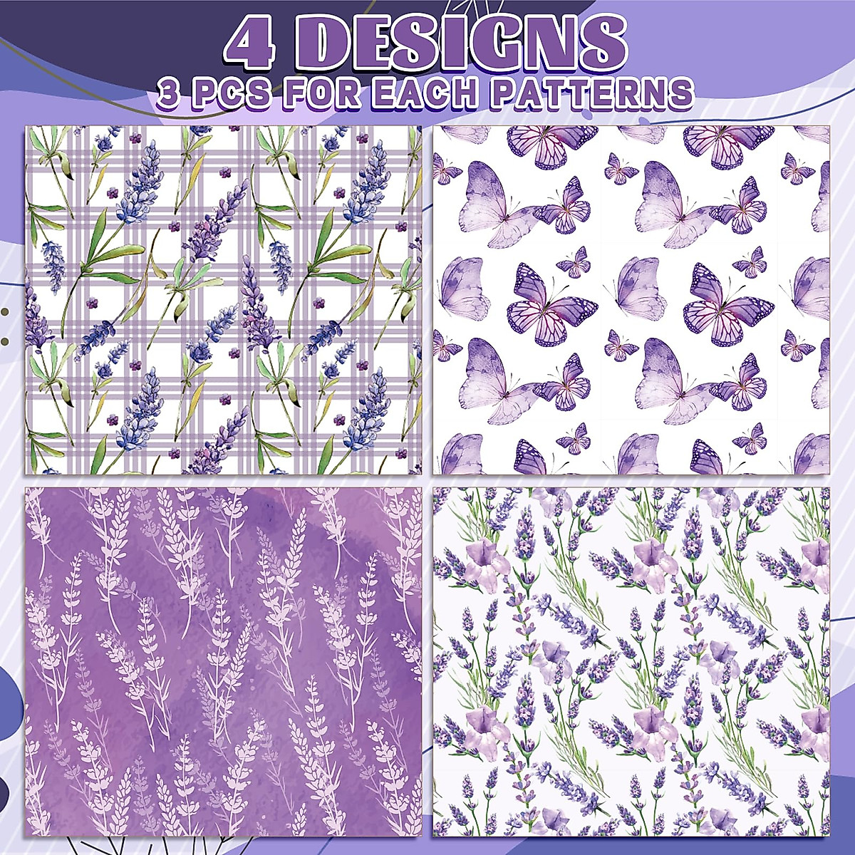 AnyDesign 12 Sheet Floral Wrapping Paper Purple Lavender Butterfly Gift Wrap Paper Folded Flat Floral Art Paper for Wedding Birthday Baby Shower Party Gift Packing DIY Craft, 19.7 x 27.6 Inch