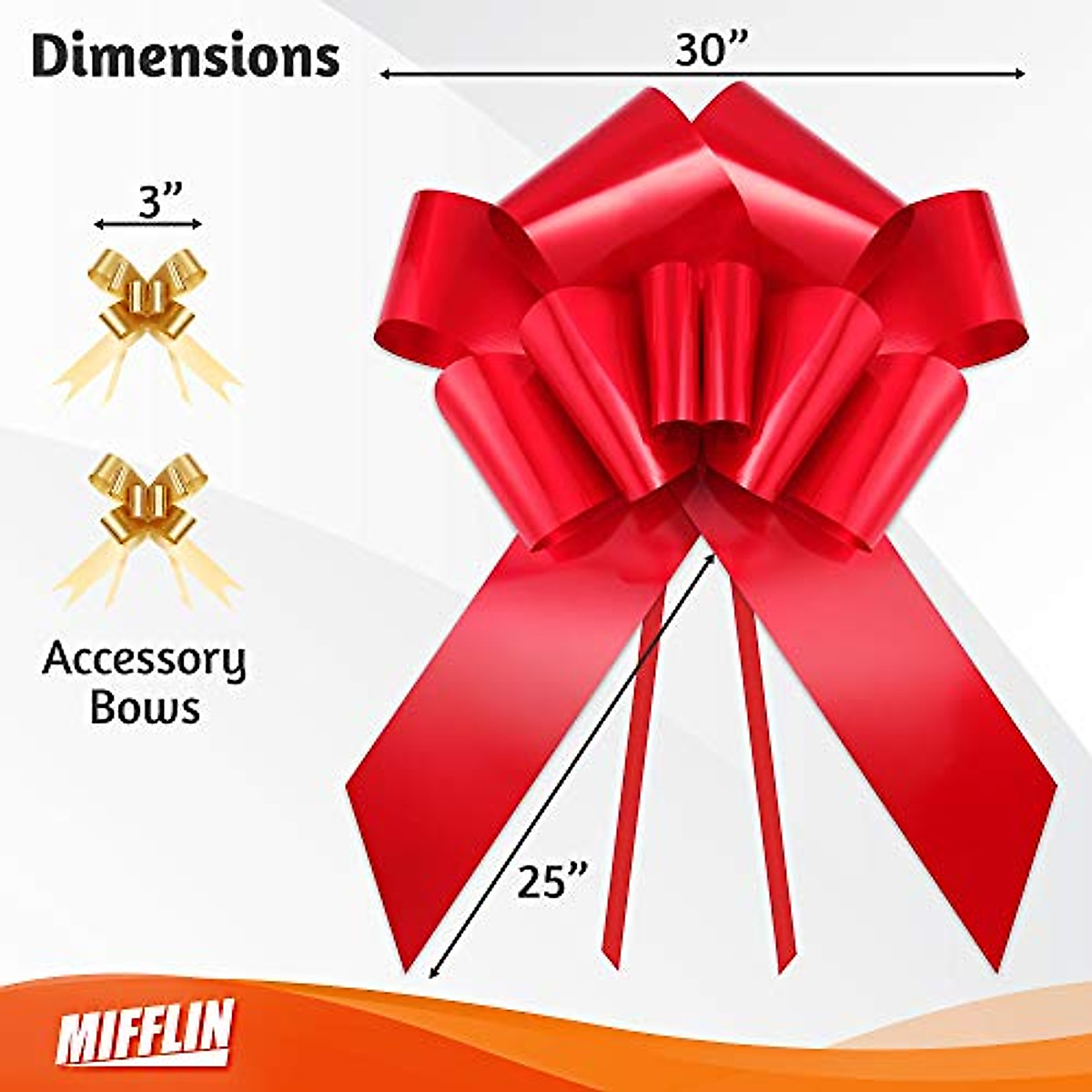 MIFFLIN Thicker & Sturdier Big Car Bow (Red, 30 inch) Butterfly Shape Gift Bow, Giant Bow for Car, Birthday Bow, Huge Car Bow, Car Bows, Big Red Bow, Bow for Gifts, Christmas Bow for Cars
