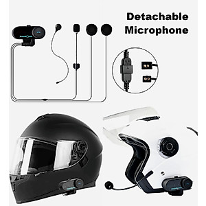 FreedConn Motorcycle Communication System Bluetooth 5.0 T-COMVB Music Sharing Helmet Bluetooth Headset for Motorbike Skiing 2~3 Riders Pairing/ 800M Intercom 1 Pack Changeable Hard & Soft Mic
