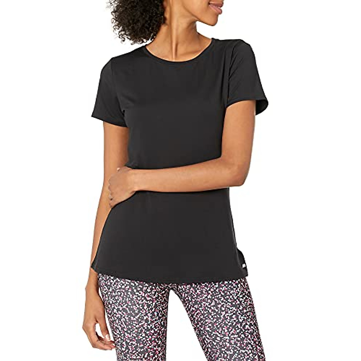 Amazon Essentials Women's Tech Stretch Short-Sleeve Crewneck T-Shirt (Available in Plus Size), Pack of 2, Black/Dark Grey Space Dye, X-Large